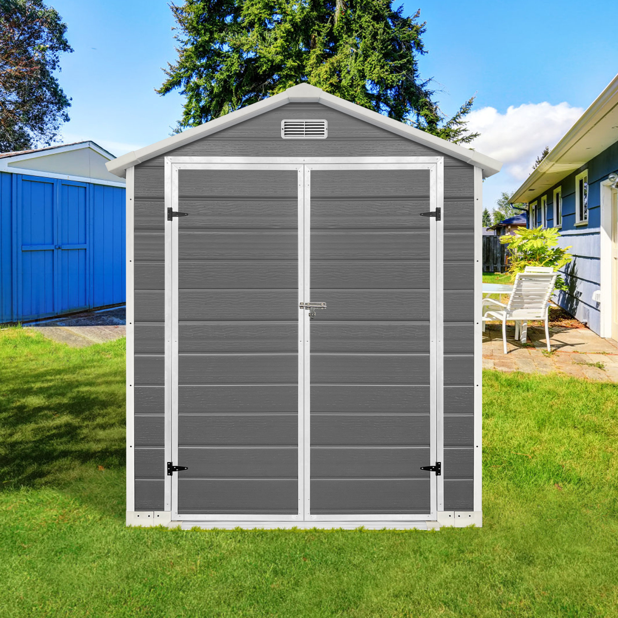 eleuo Secure Plastic Shed Modern Design For Backyard Storage - Wayfair ...
