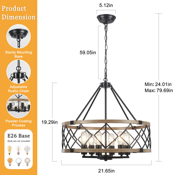 Williston Forge 6- Light 21.65" Dimmable Farmhouse Geometric Drum ...