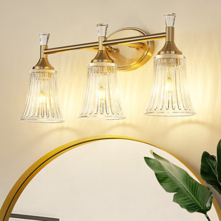 3 Light Gold Bathroom Vanity Lighting You'll Love | Wayfair