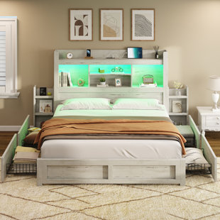 Queen Size Wood Storage Beds You'll Love | Wayfair