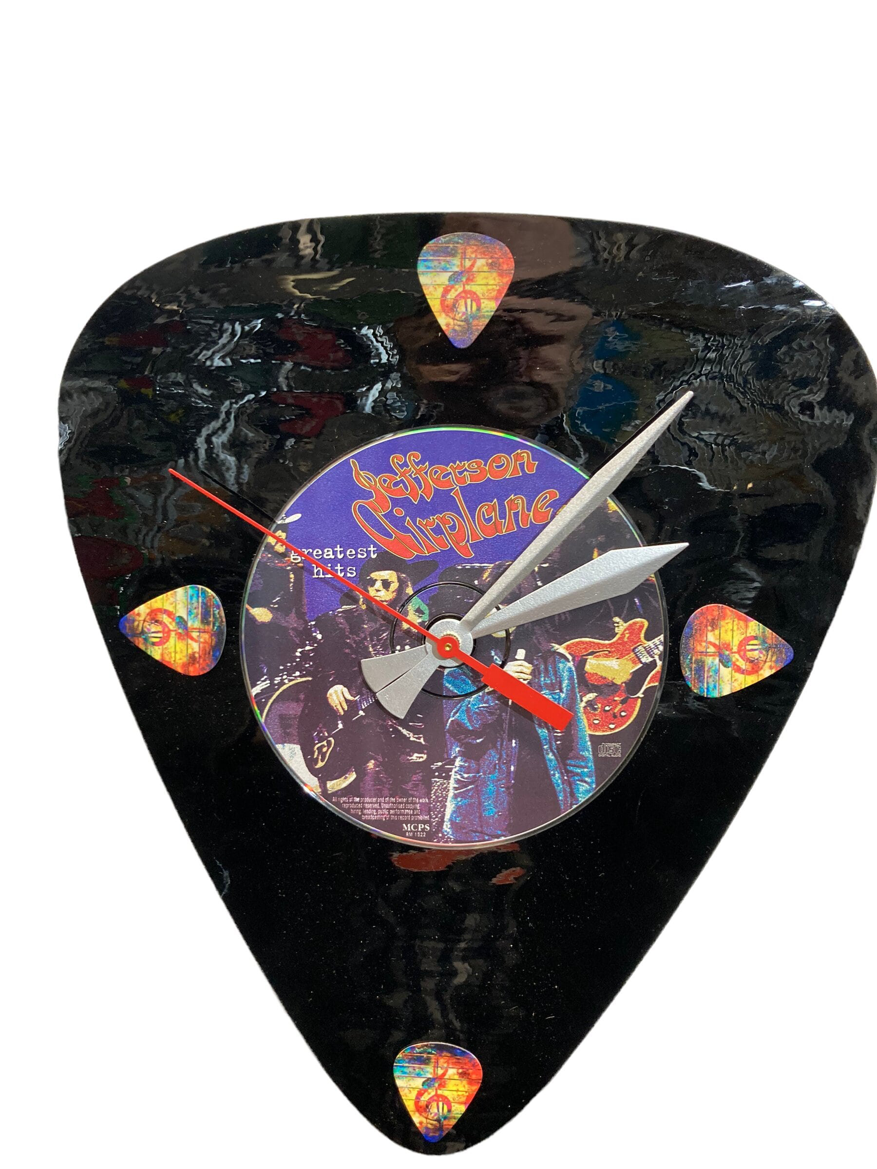 Rocking The Clock Jefferson Airplane Art Glass Guitar Pick wall Clock ...