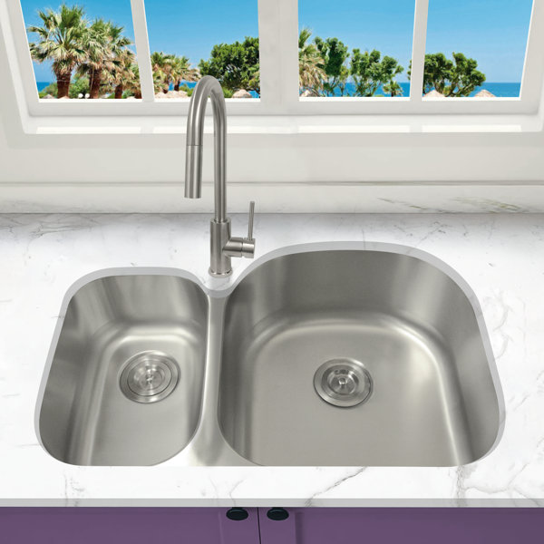 KBFmore Classic 32 Inch 18 Gauge 3070 Undermount Double Bowl Stainless ...