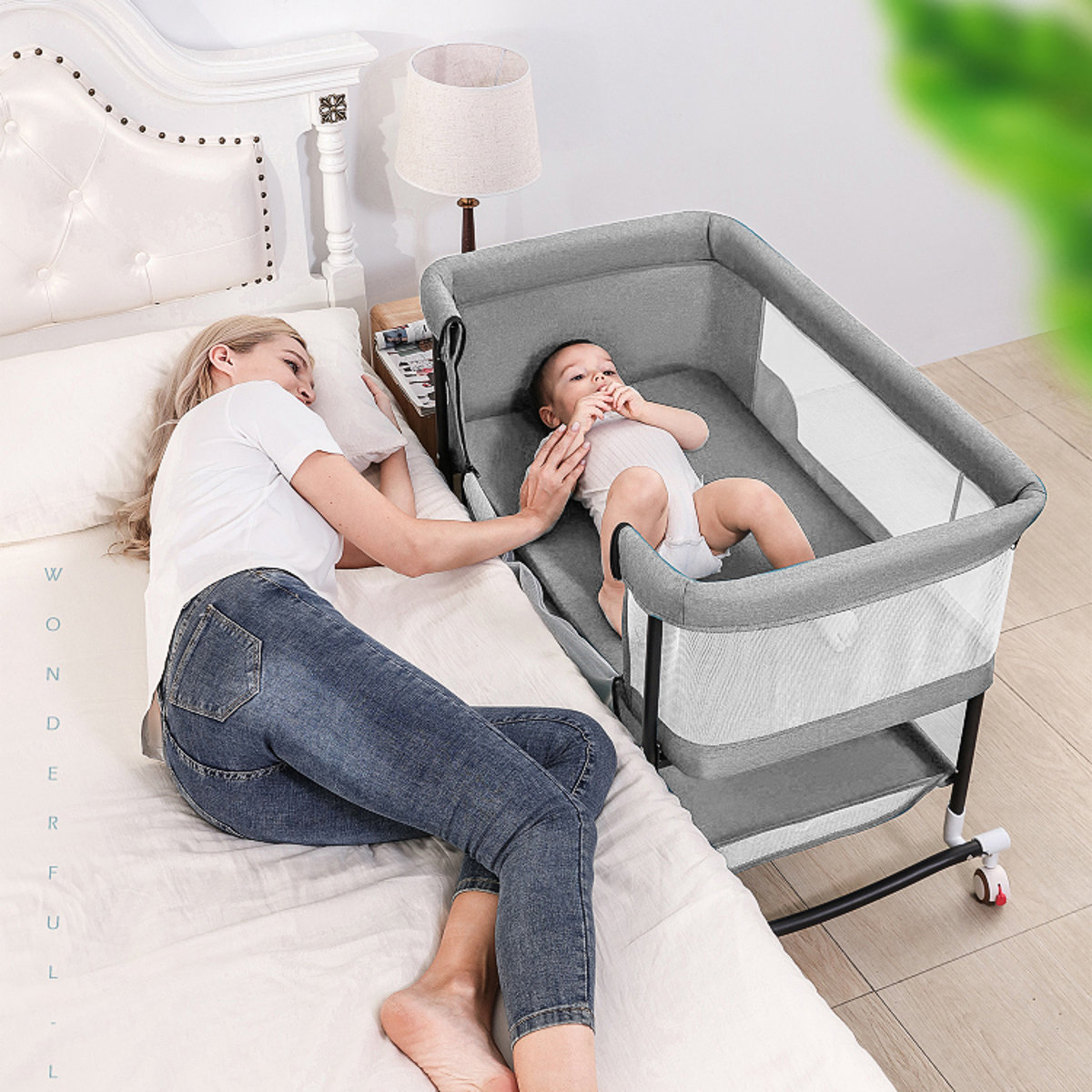 Zoomie Kids Cradle, Bedside Crib for Baby, 4 in 1 Movable Beside ...