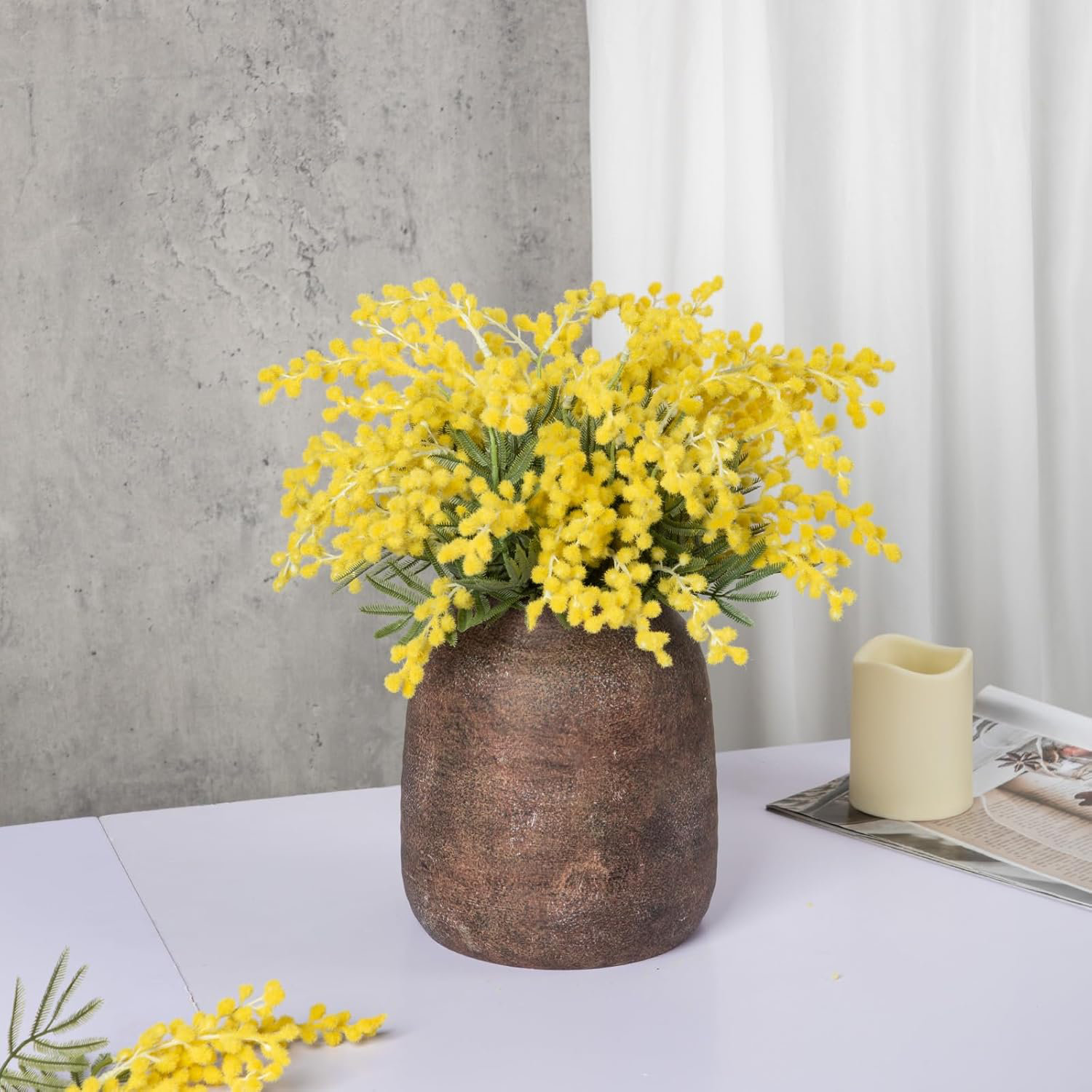 August Grove Large Rustic Ceramic Vase, Vintage Farmhouse Flower Vase ...