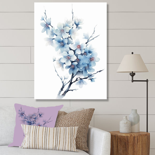 Winston Porter " Blue And White Cherry Blossoms Sapphire " | Wayfair