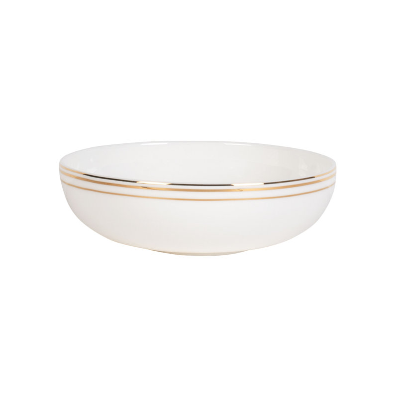 Fitz and Floyd Nevaeh White Coupe Gold 16-Piece Bone China Dinnerware ...