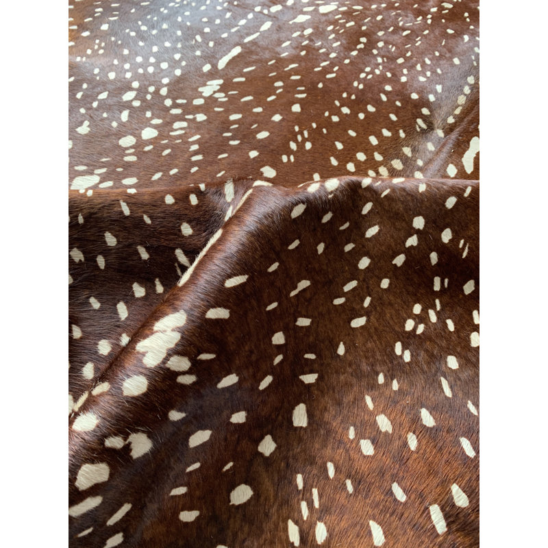 Cowhidesusa Handmade Axis Deer Print Cowhide Leather Dark Brown Rug ...