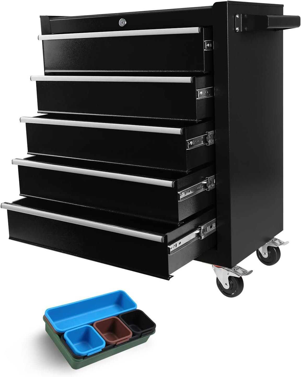 17 Stories Rolling Tool Chest, 5-Drawer Tool Box Organizer with Wheels ...