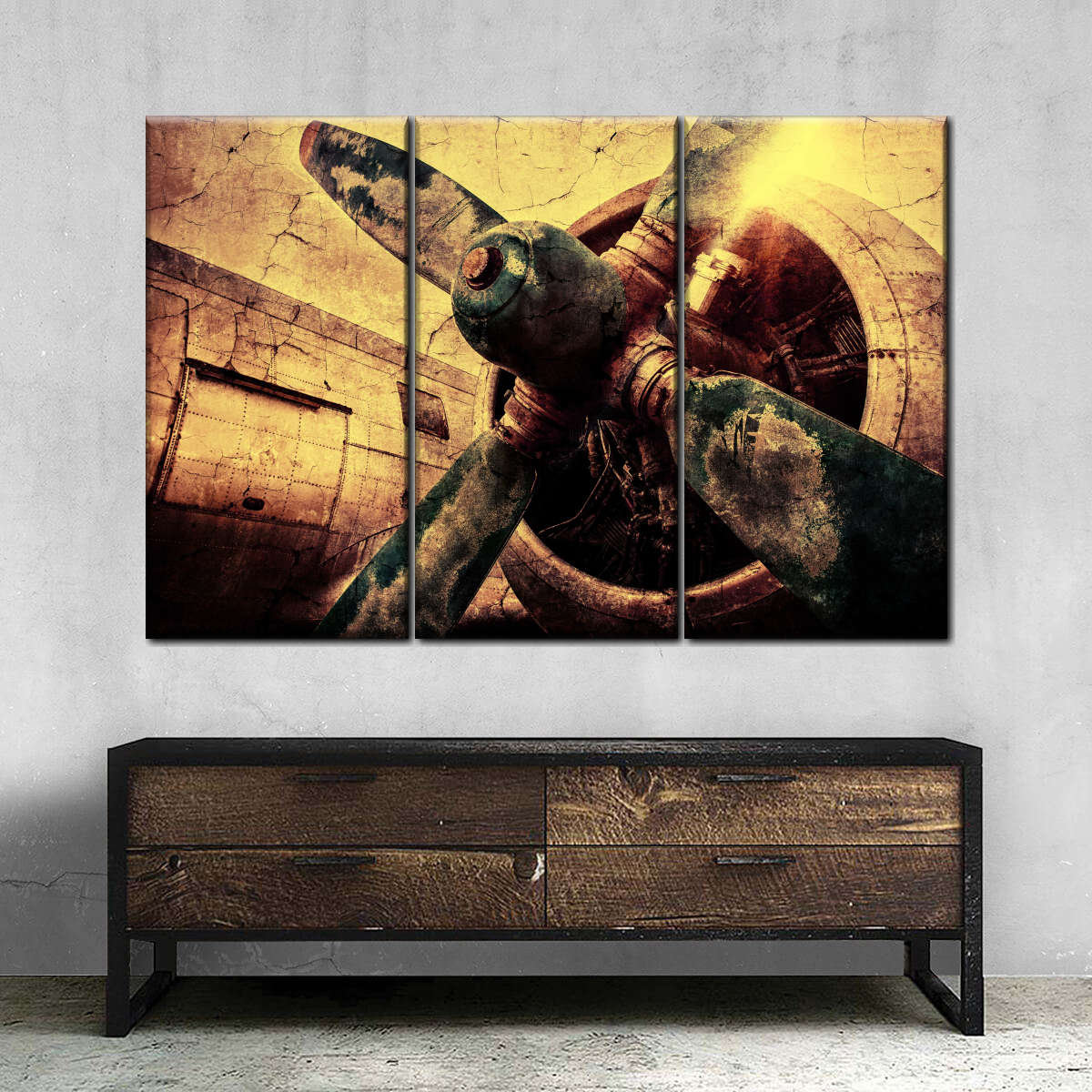 Williston Forge Grunge Airplane Propeller Wall Art Multi Piece Canvas ...