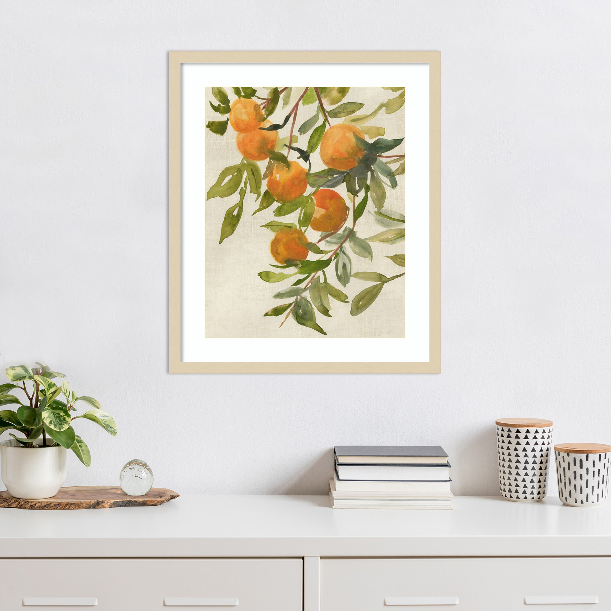 Lark Manor™ Branch of Oranges I by Jacob q Wood Framed Wall Art Print ...