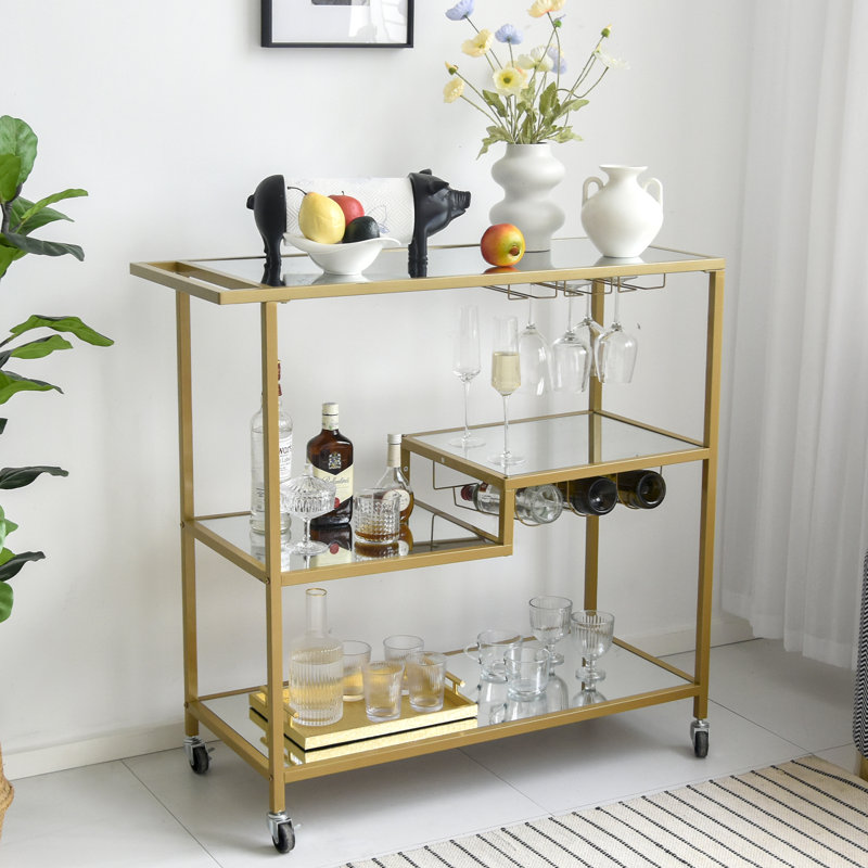 Mercer41 Gregoriana Mirror Bar Serving Cart & Reviews | Wayfair