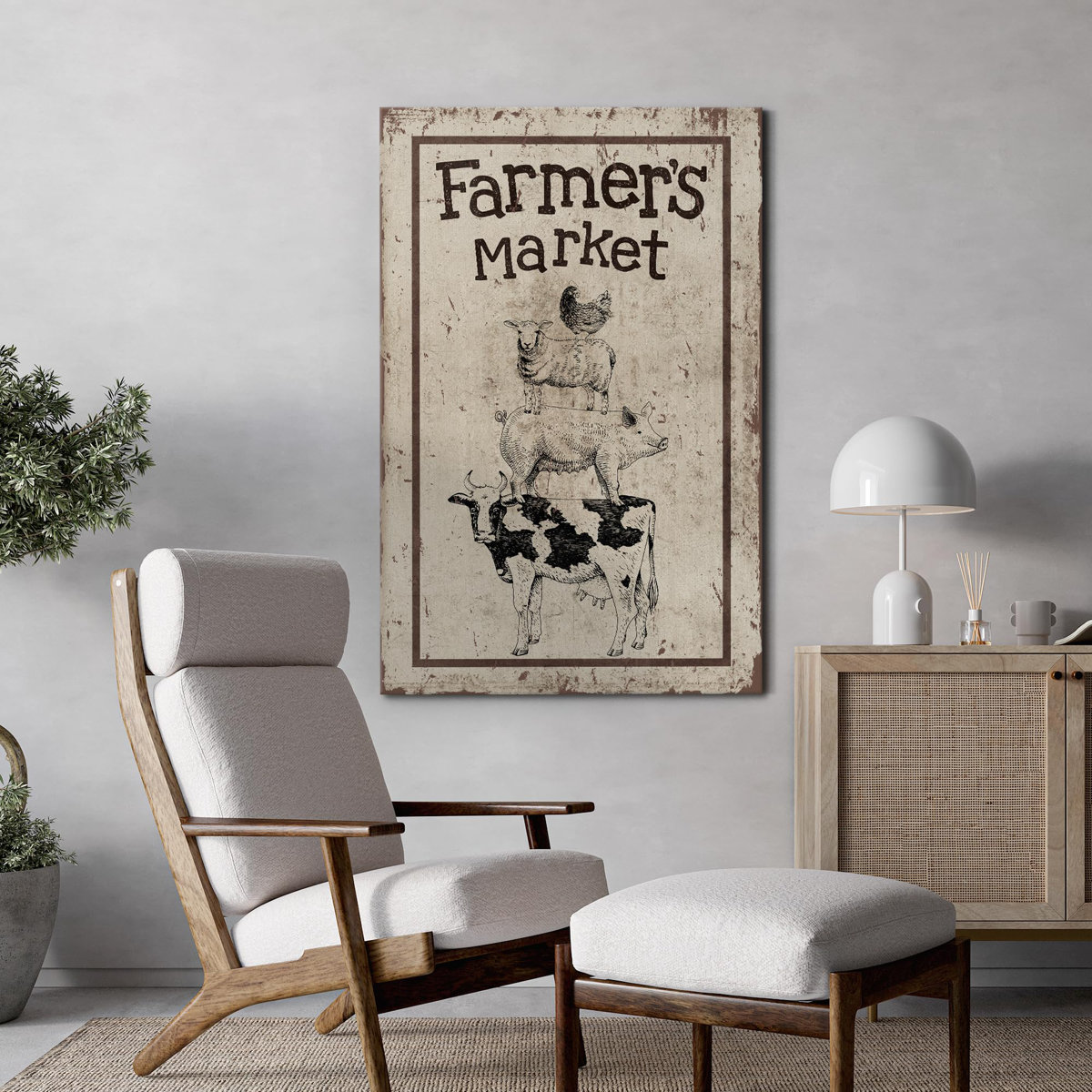 IDEA4WALL Farmers Market Countryside Animals Print Rustic Decor ...