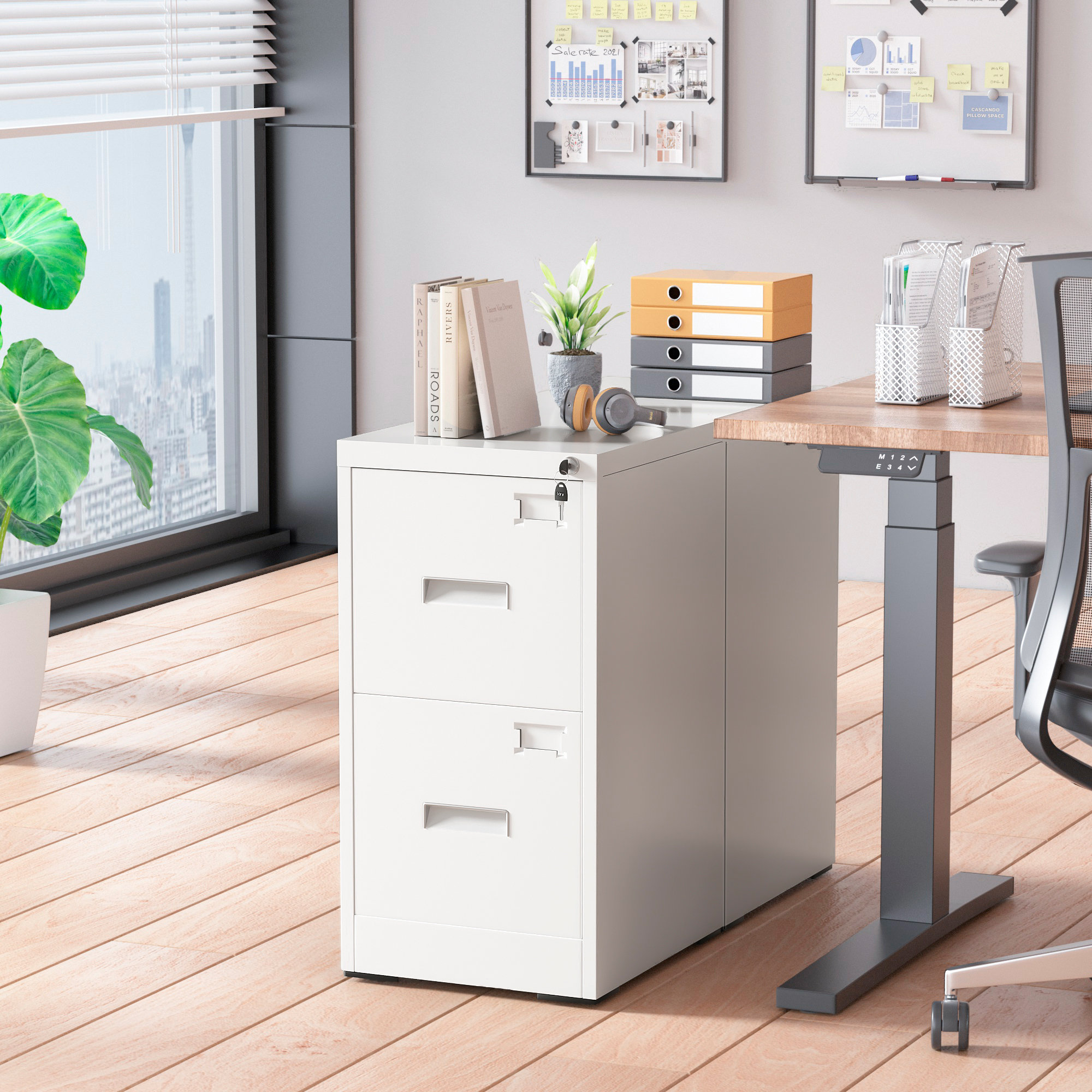 Inbox Zero 15'' Wide 2 Drawer Metal Vertical Storage File Cabinet with ...