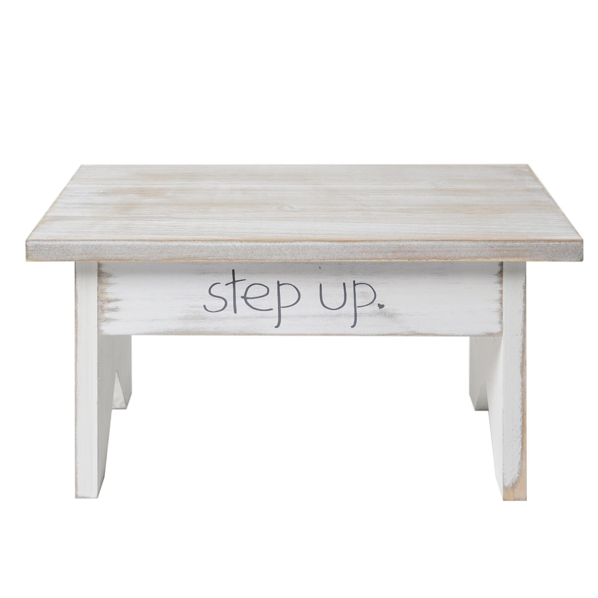 Gracie Oaks Addie Joy Step Up Decorative Wooden Step Stool - Grey/White ...