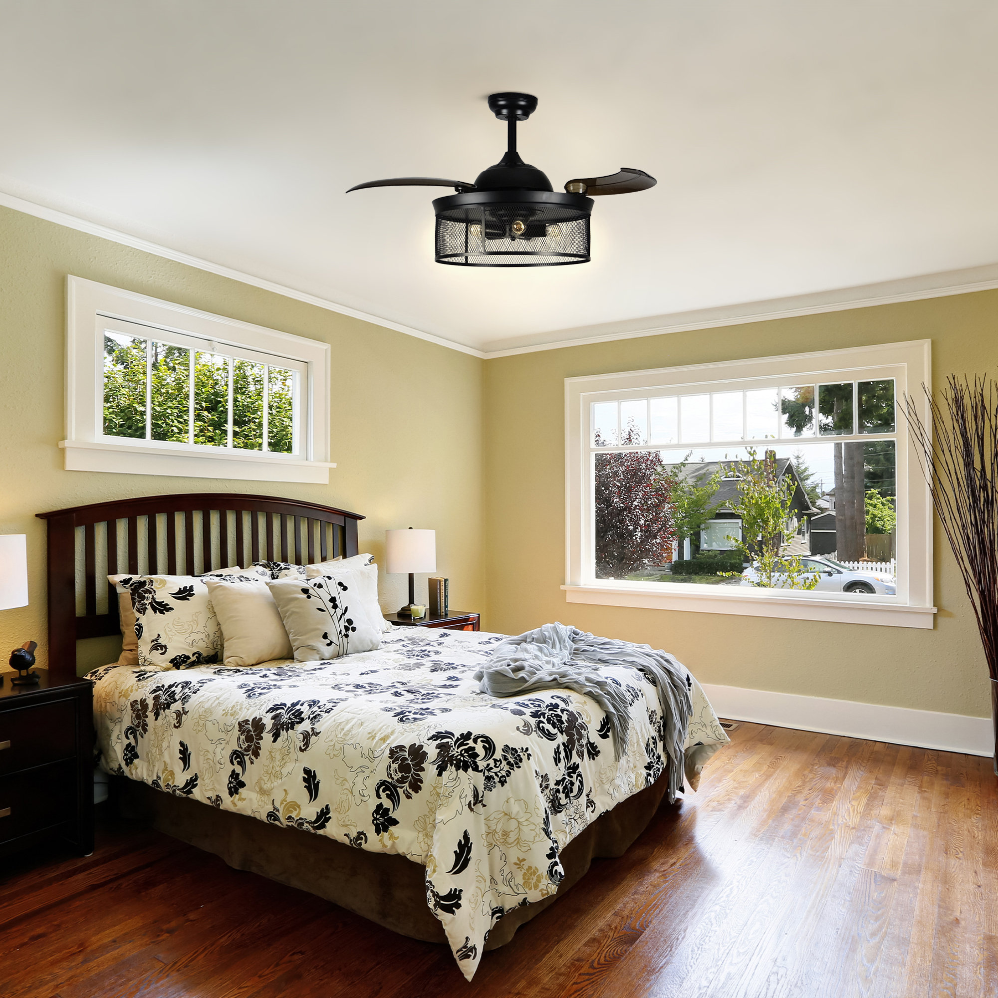 Latitude Run® 42" Mirya 3 - Blade Smart Retractable Blades Ceiling Fan ...