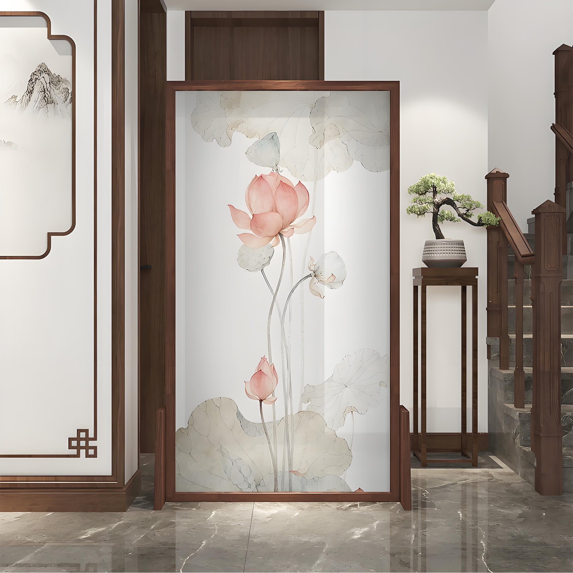 Red Barrel Studio® Oriental Zen Lotus Screen | Wayfair
