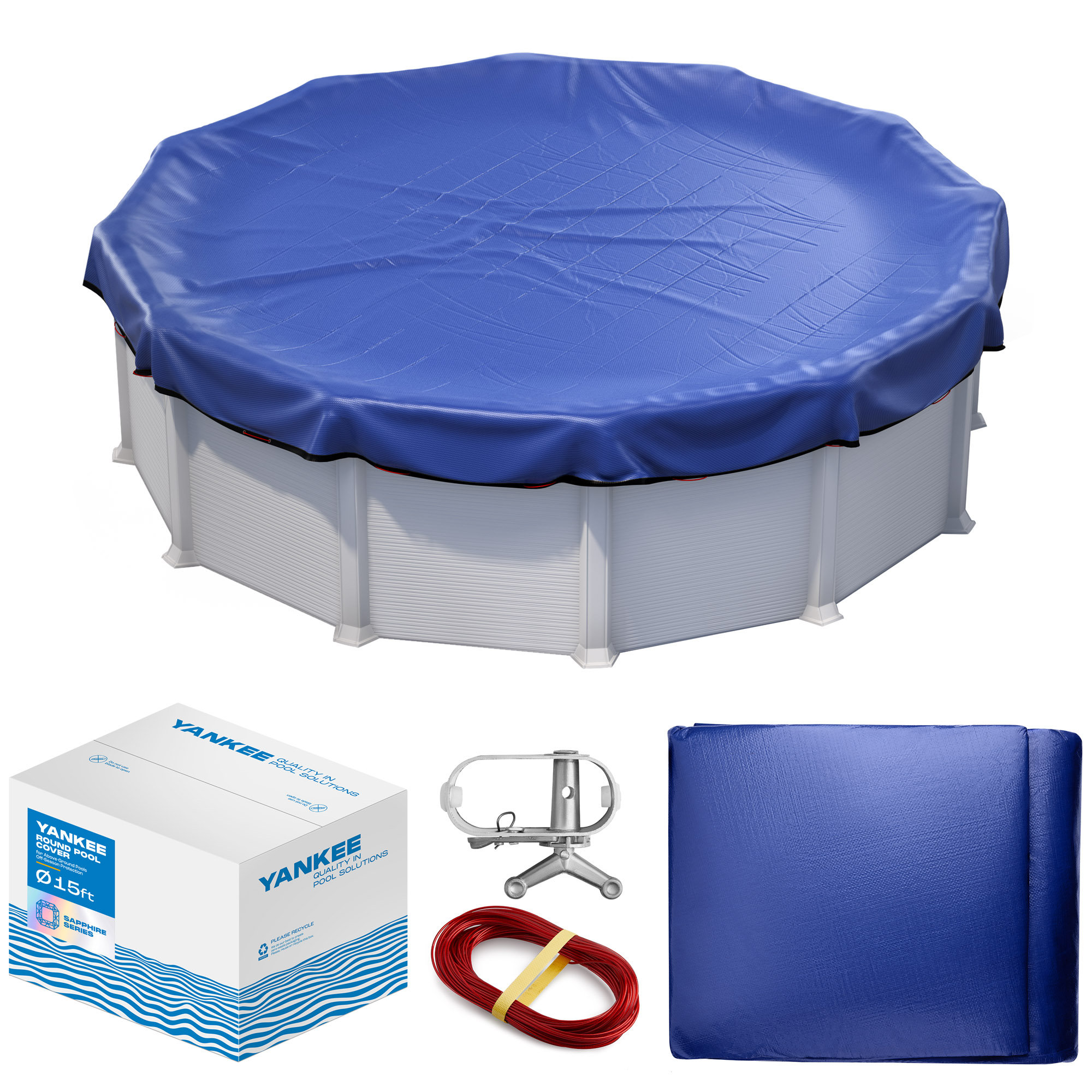 Yankee Pool Pillow Winter Pool Cover 15 Ft Round, Extra Thick & Durable ...