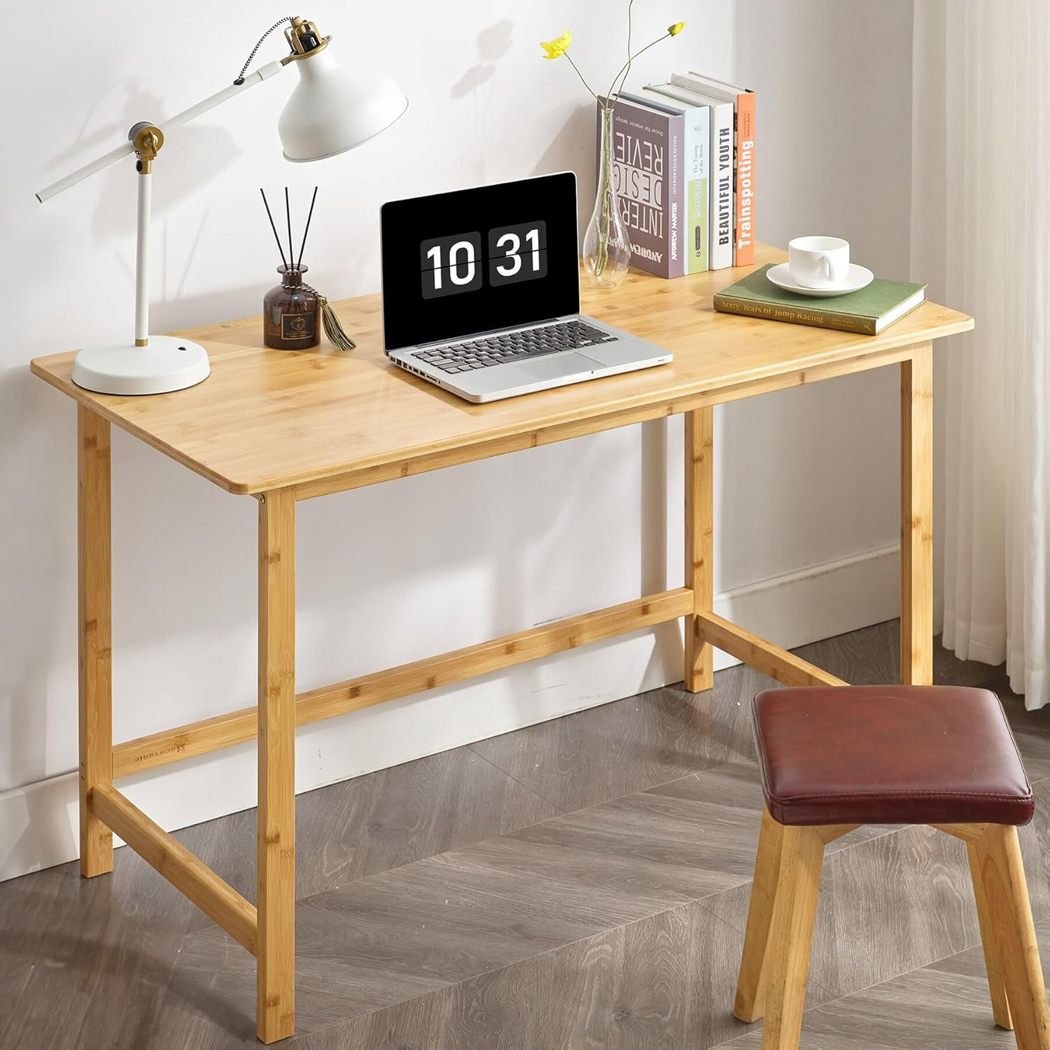 Latitude Run® 47-Inch Modern Bamboo Computer Desk For Home Office ...