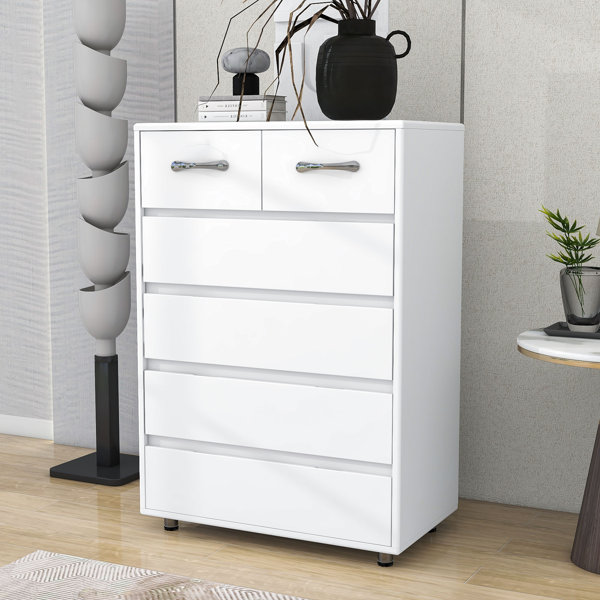 Ebern Designs Commode en bois Aahron avec six tiroirs pour le salon, la ...