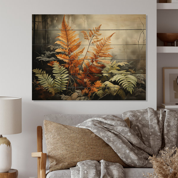 Latitude Run® Chestervyn Ferns Amber Reflections On Wood Print ...