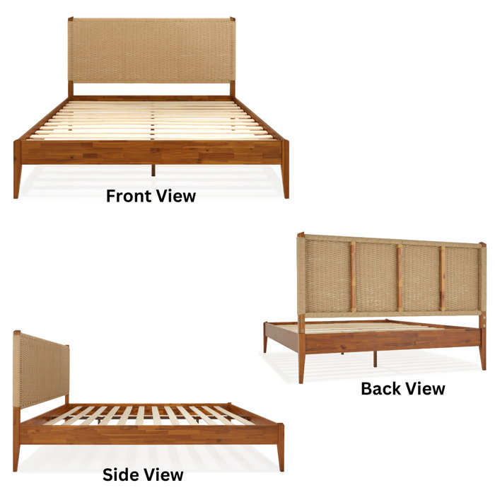 George Oliver Selina Solid Wood Platform Bed with Headboard, Bohemian ...