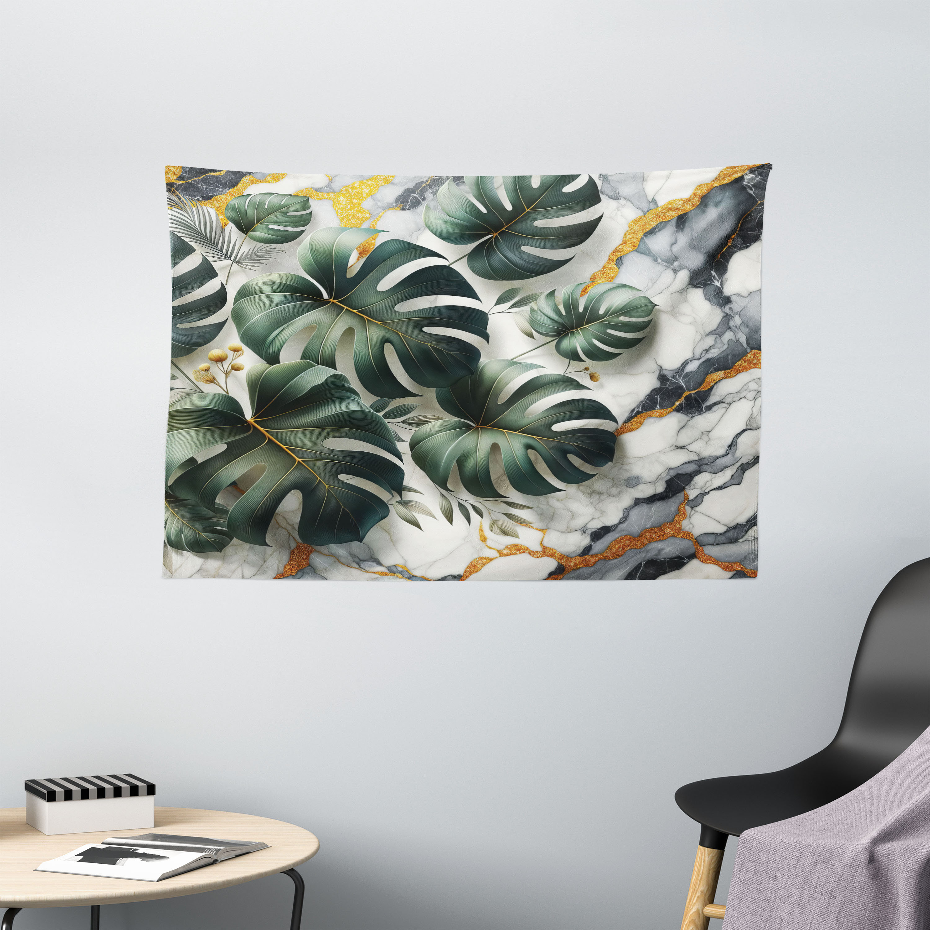 August Grove® Monstera Tapestry Wall Hanging Abstract Mid Century Boho ...