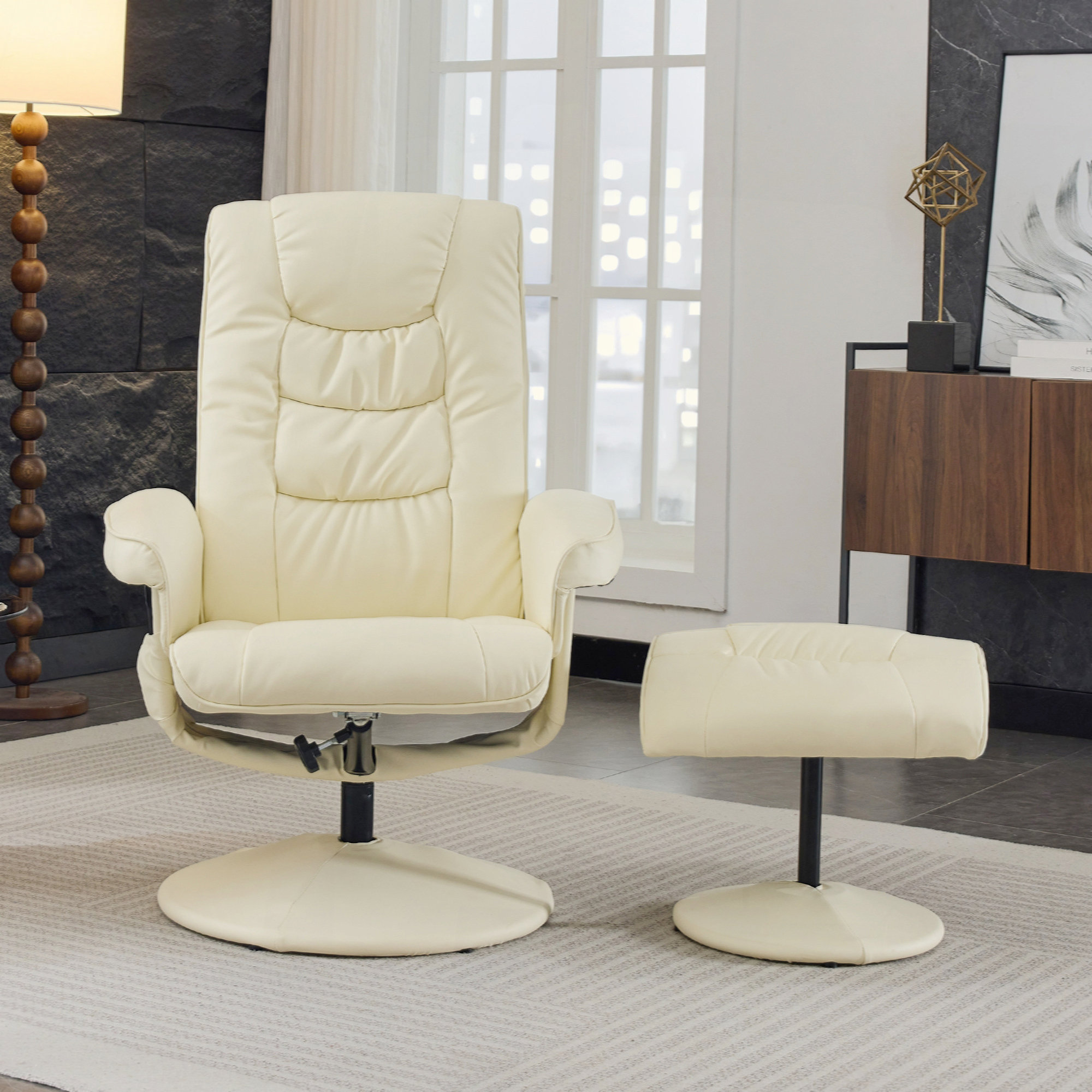 Ebern Designs Ruben 360° Swivel PU Leather Massage Recliner Chair with ...