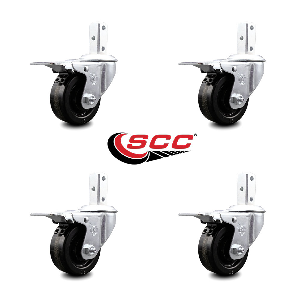 Service Caster Swivel / Square Stem Caster Set Total Lock Brake | Wayfair