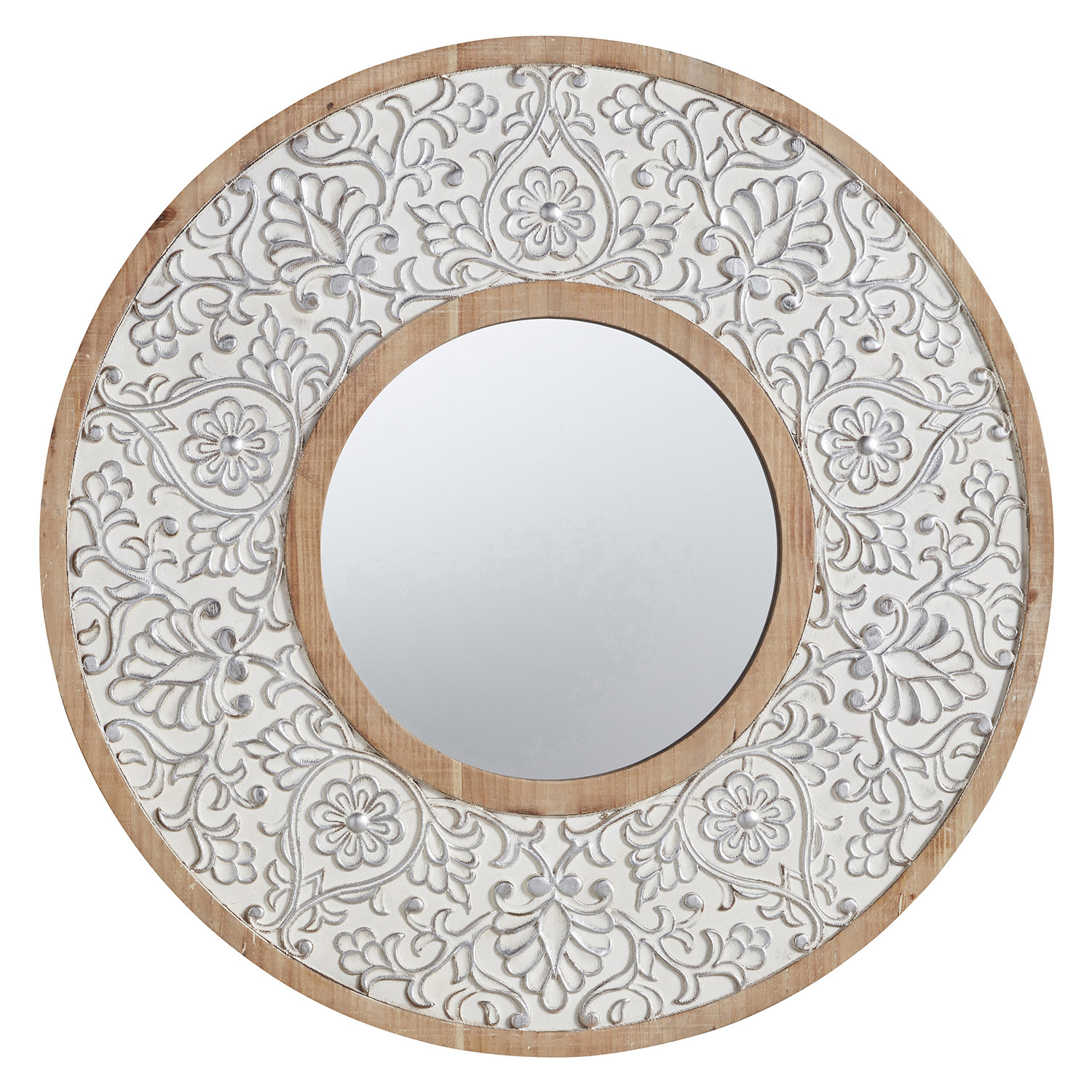 One Allium Way® Round Framed Wall Mounted Accent Mirror in Brown | Wayfair