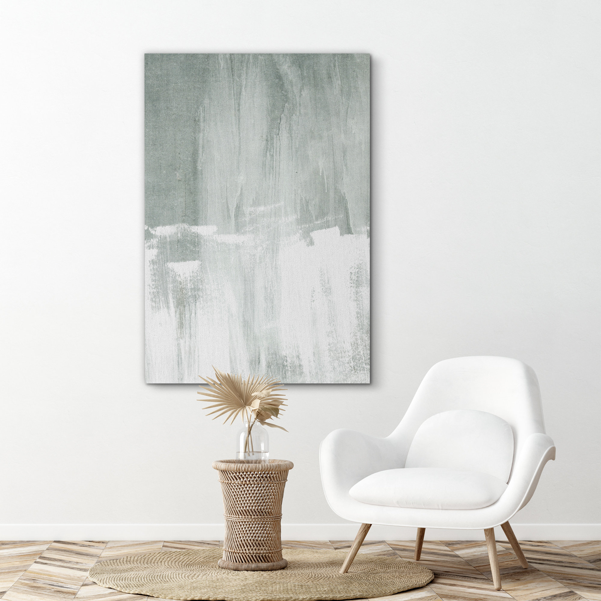 IDEA4WALL Light Green Faux Texture Abstract Serenity Modern Art Decor ...
