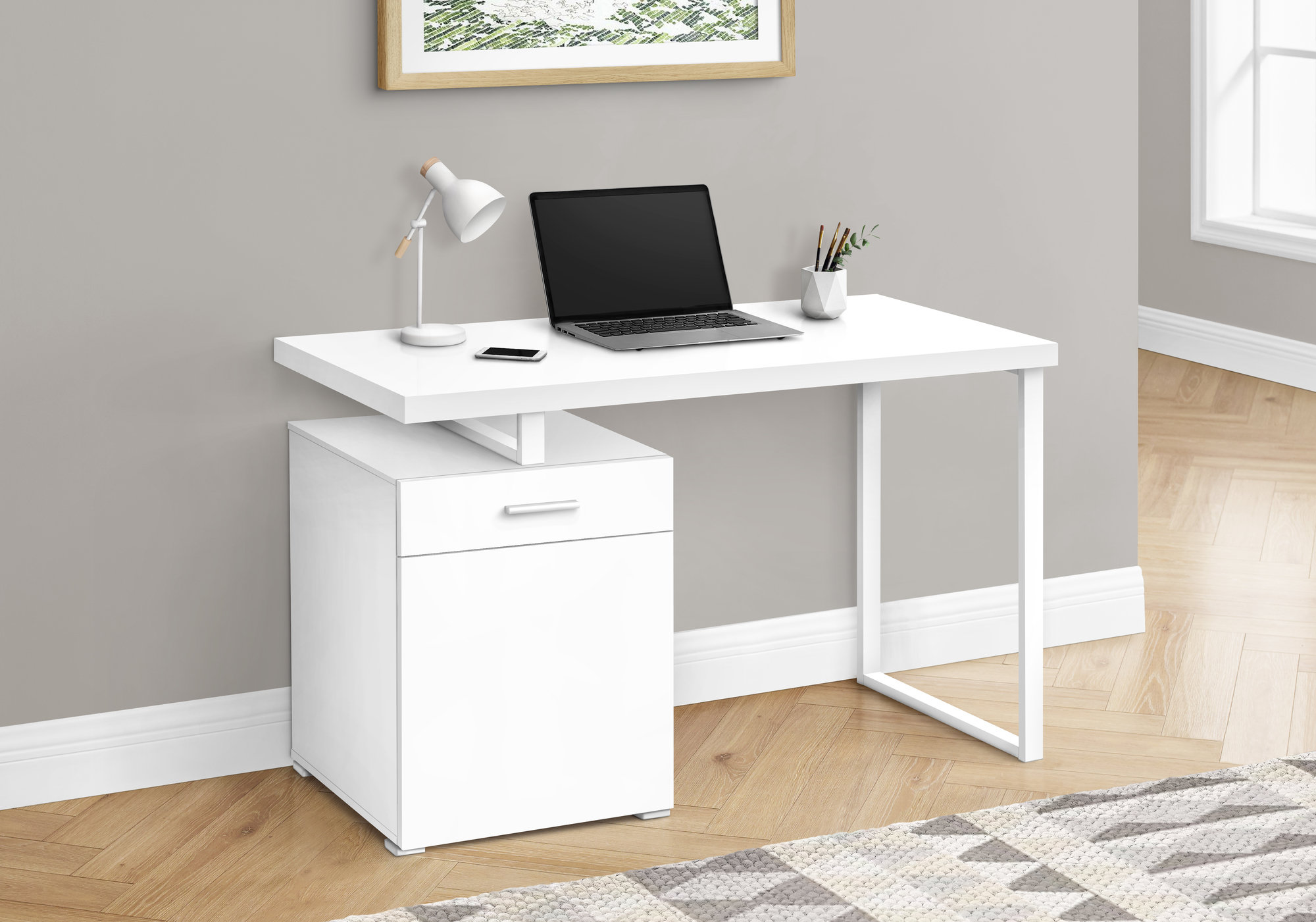 Latitude Run® Computer Desk, Home Office, Laptop, Left, Right Set-up ...