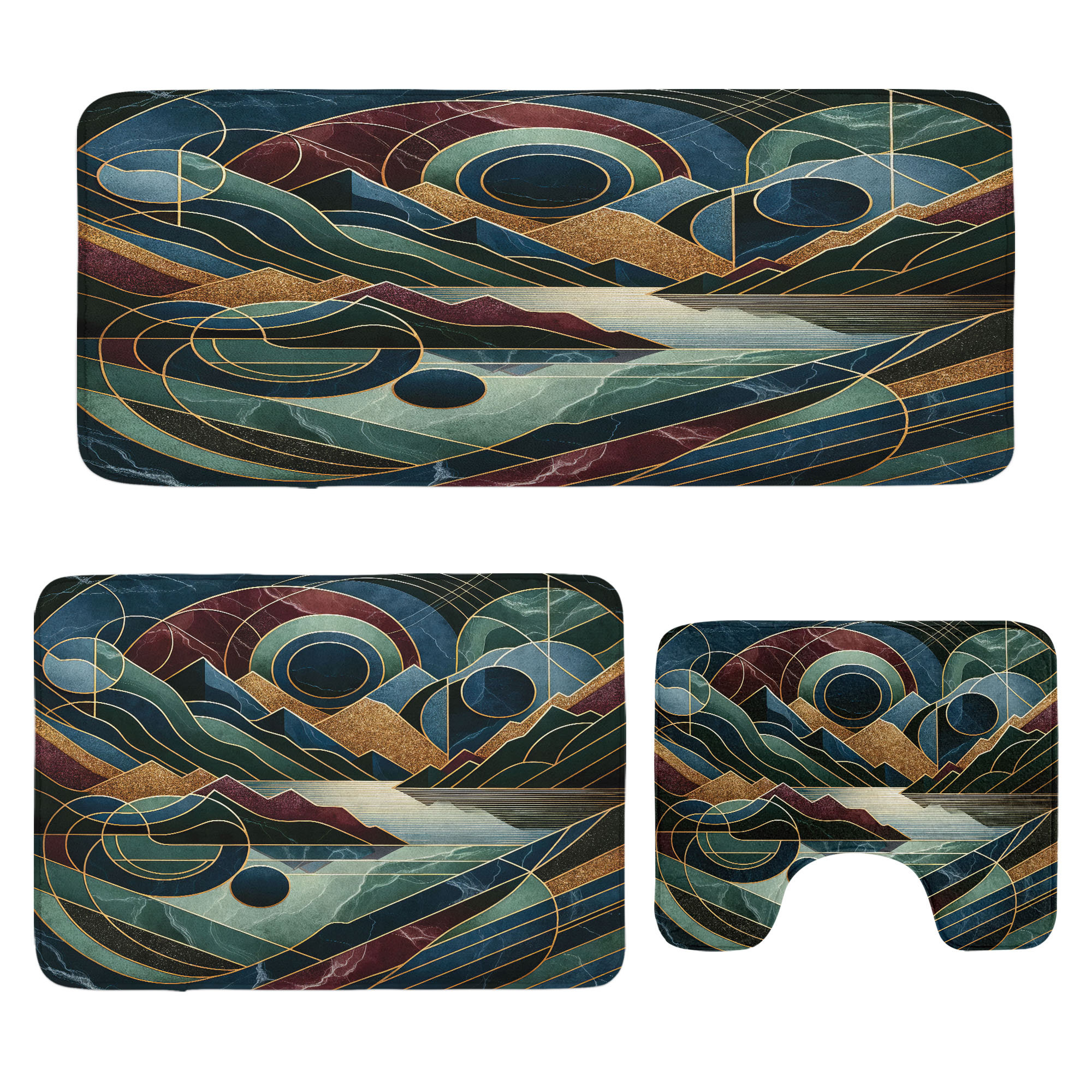 East Urban Home Lake Bathroom Rug Set 3 Pieces U-Shape & Rectangle Mats ...
