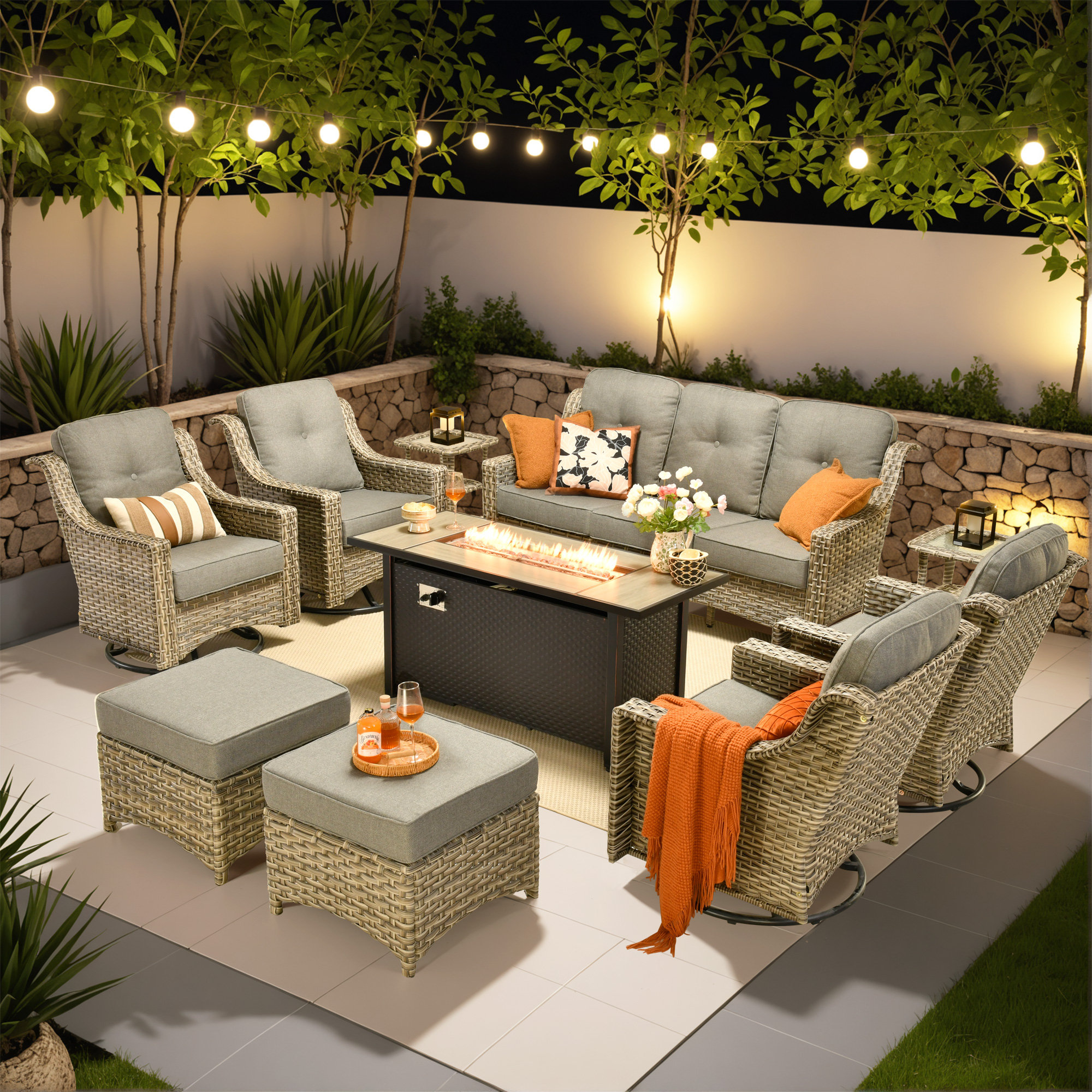 Red Barrel Studio® 7 - Piece Wicker Outdoor Patio Furniture Set with ...