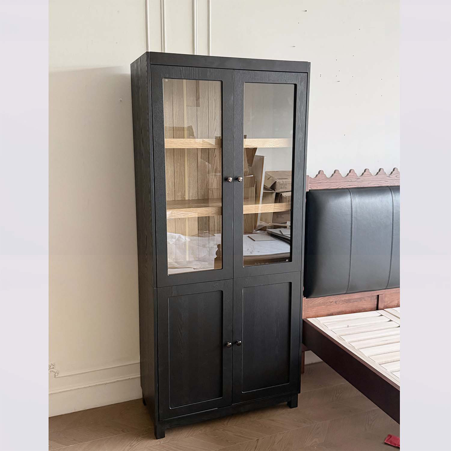 Latitude Run® Modern Display Cabinet with Glass Doors and Ample Storage ...