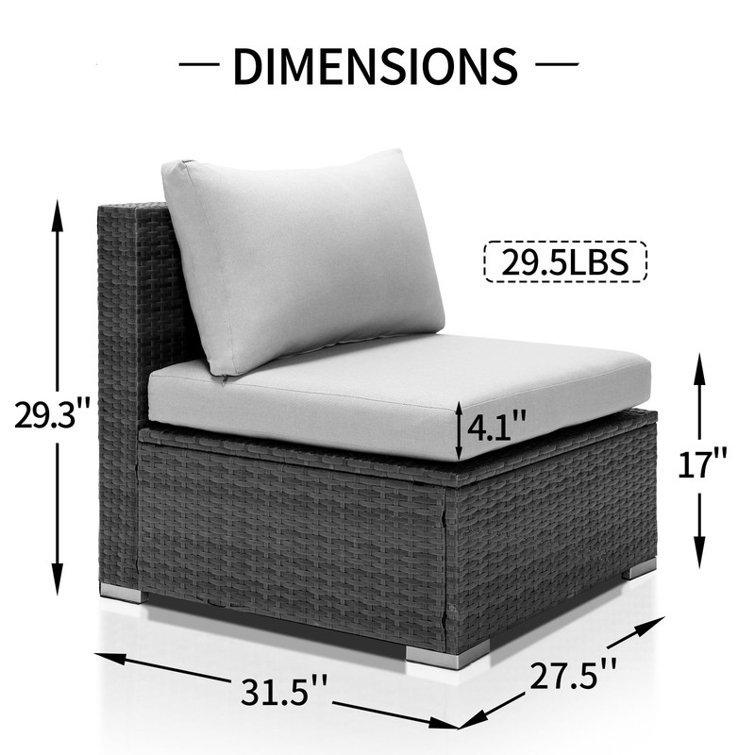 Ebern Designs Follrich 27.5'' W Outdoor Wicker Armless Chair With ...