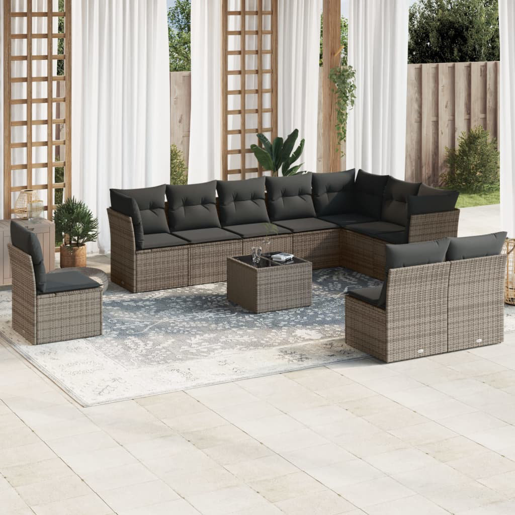 Vidaxl Garden Sofa Set Grey PE Rattan Large Modular Garden Sofa Set ...