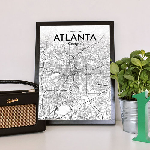 Wrought Studio Atlanta City Map On Paper Print | Wayfair