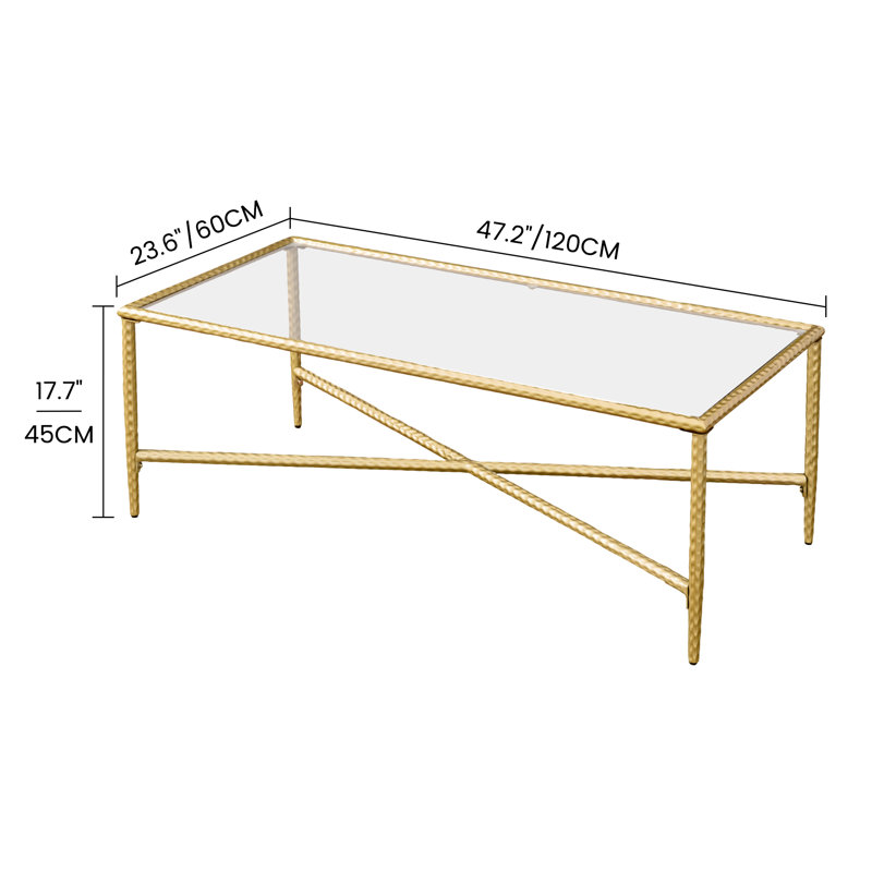 Mercer41 Kyea Glass Top Coffee Table with Metal Frame Legs - Wayfair Canada