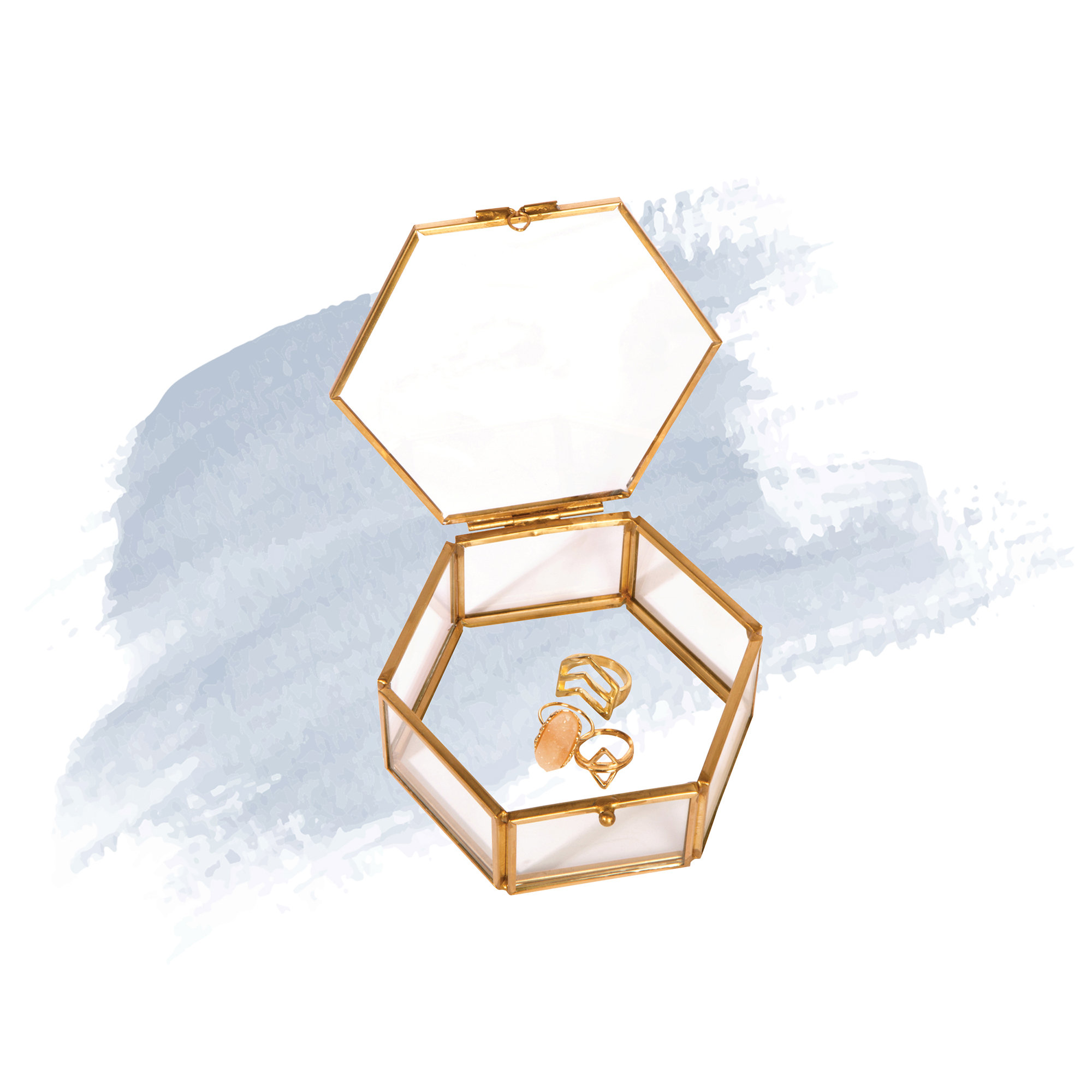 House of Hampton® Dayal Hexagon Laced Glass Keepsake Box - Wayfair Canada