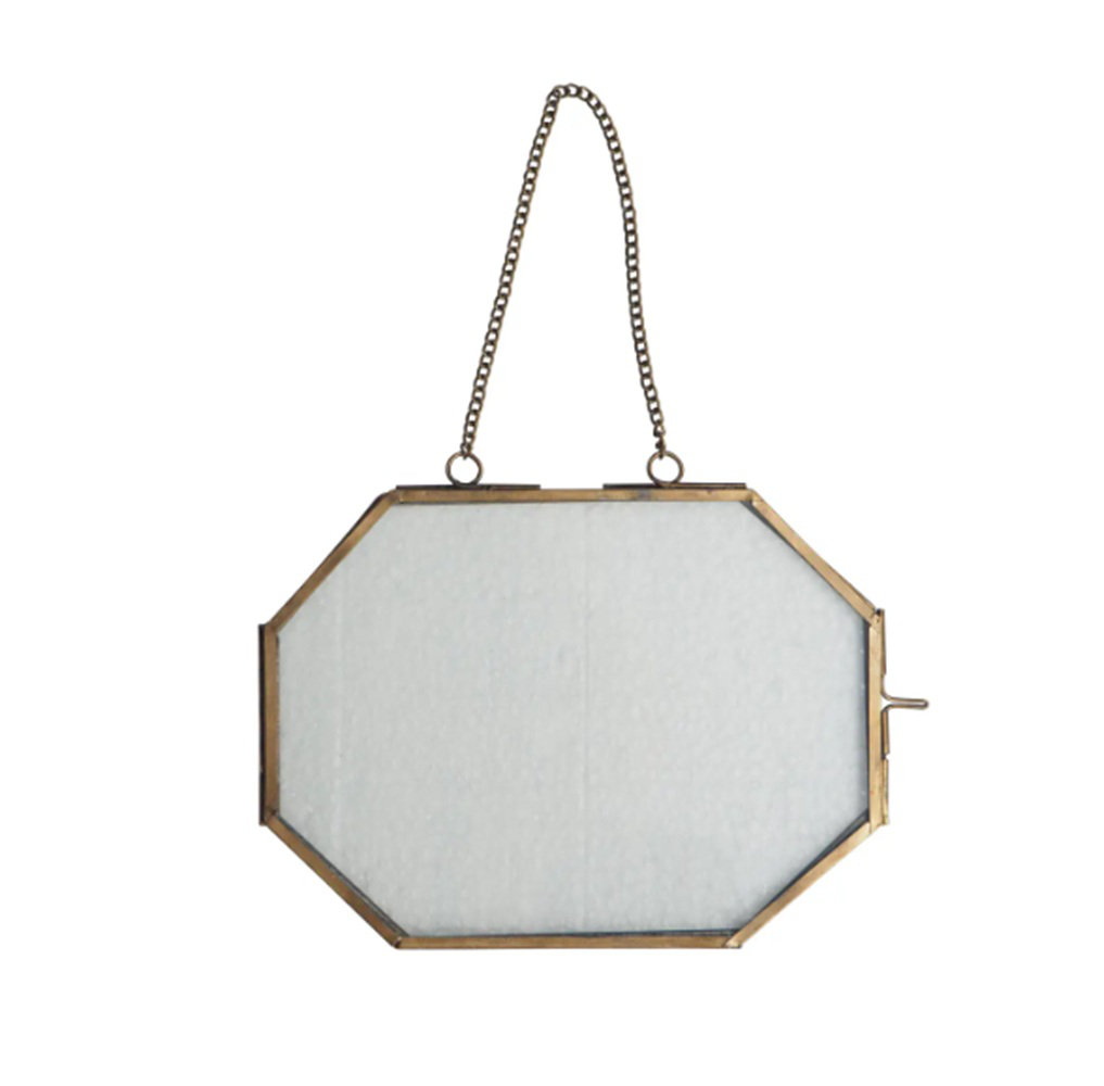 Mercer41 Small Hexagon Hanging Frame in Clear Glass Metal Encased ...