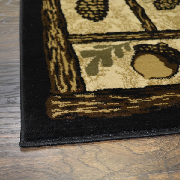 Millwood Pines Seagle Floral Beige/Black Area Rug & Reviews | Wayfair