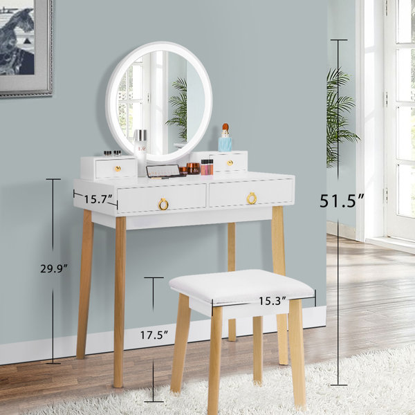 George Oliver Paulita Vanity Set with 3-Colour Touch Screen, Lighted ...