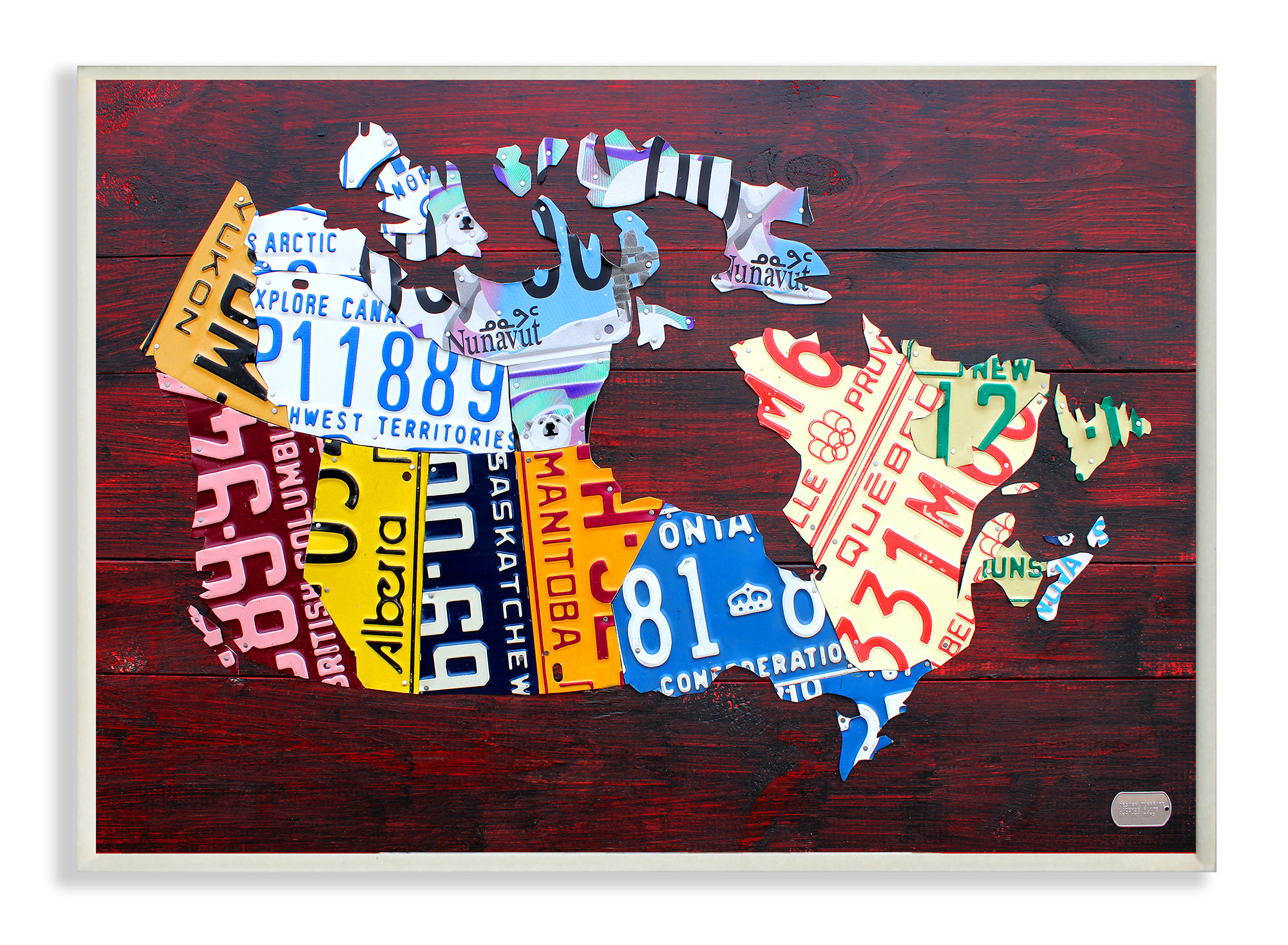 Stupell Industries 'Canadian Cities Map and License Plates Abstract ...