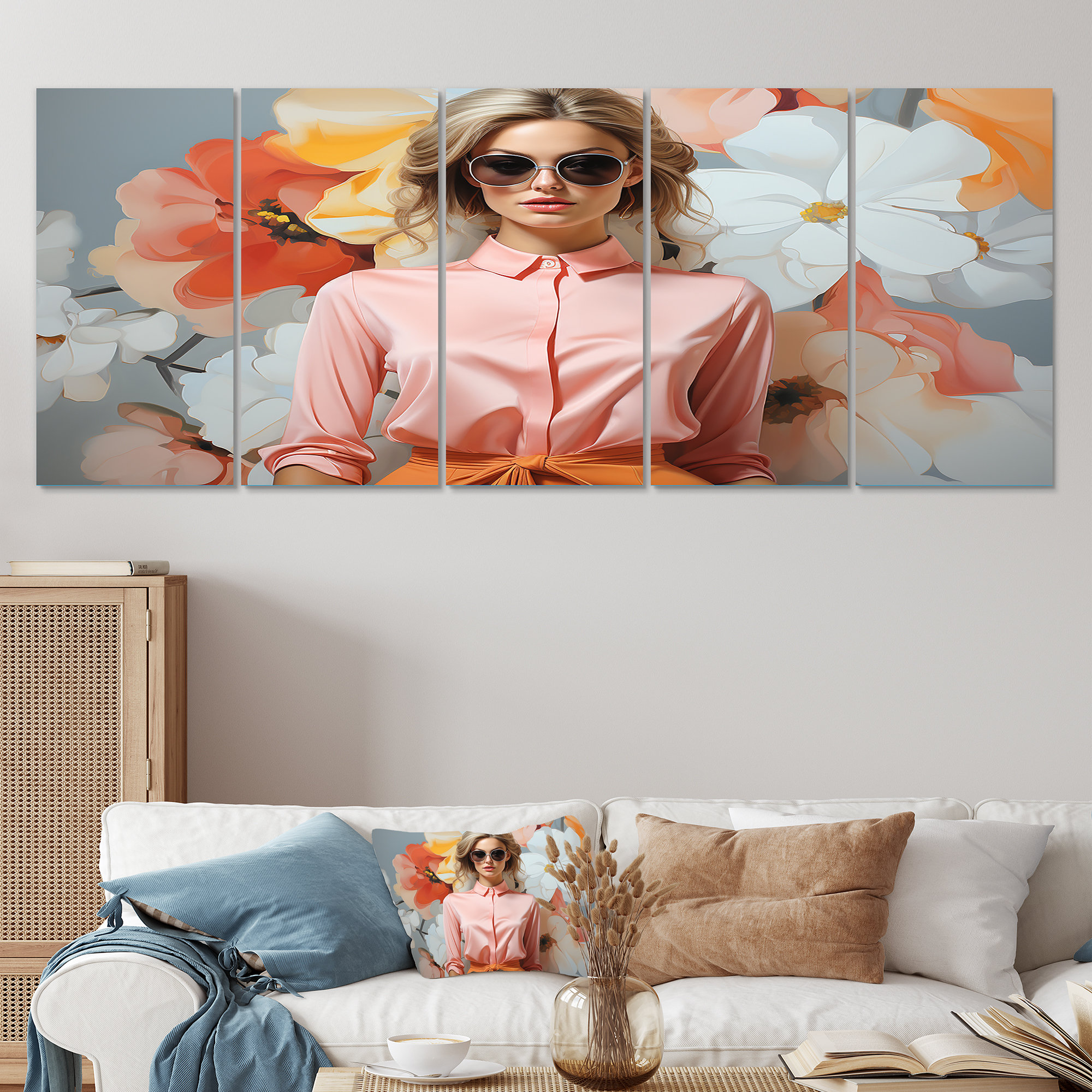 Mercer41 Retro Floral Mid Century Woman Elegance II - Fashion Woman 5 ...