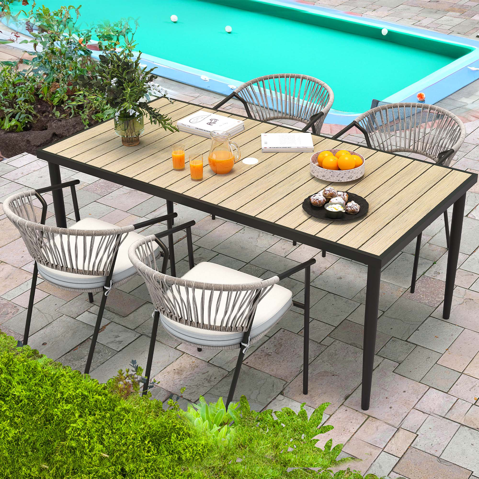 Wade Logan® Caulin 4 - Person Rectangular Outdoor Dining Set with ...