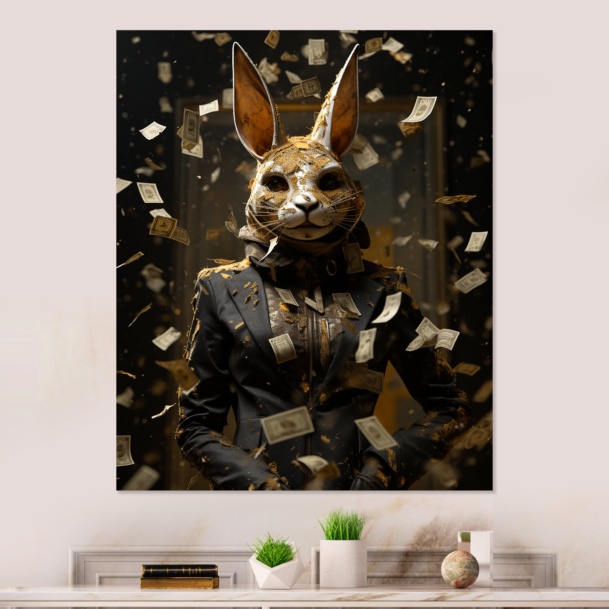 Trinx Bunny Bank Robber Street Art I - Abstract Metal Wall Art Print ...