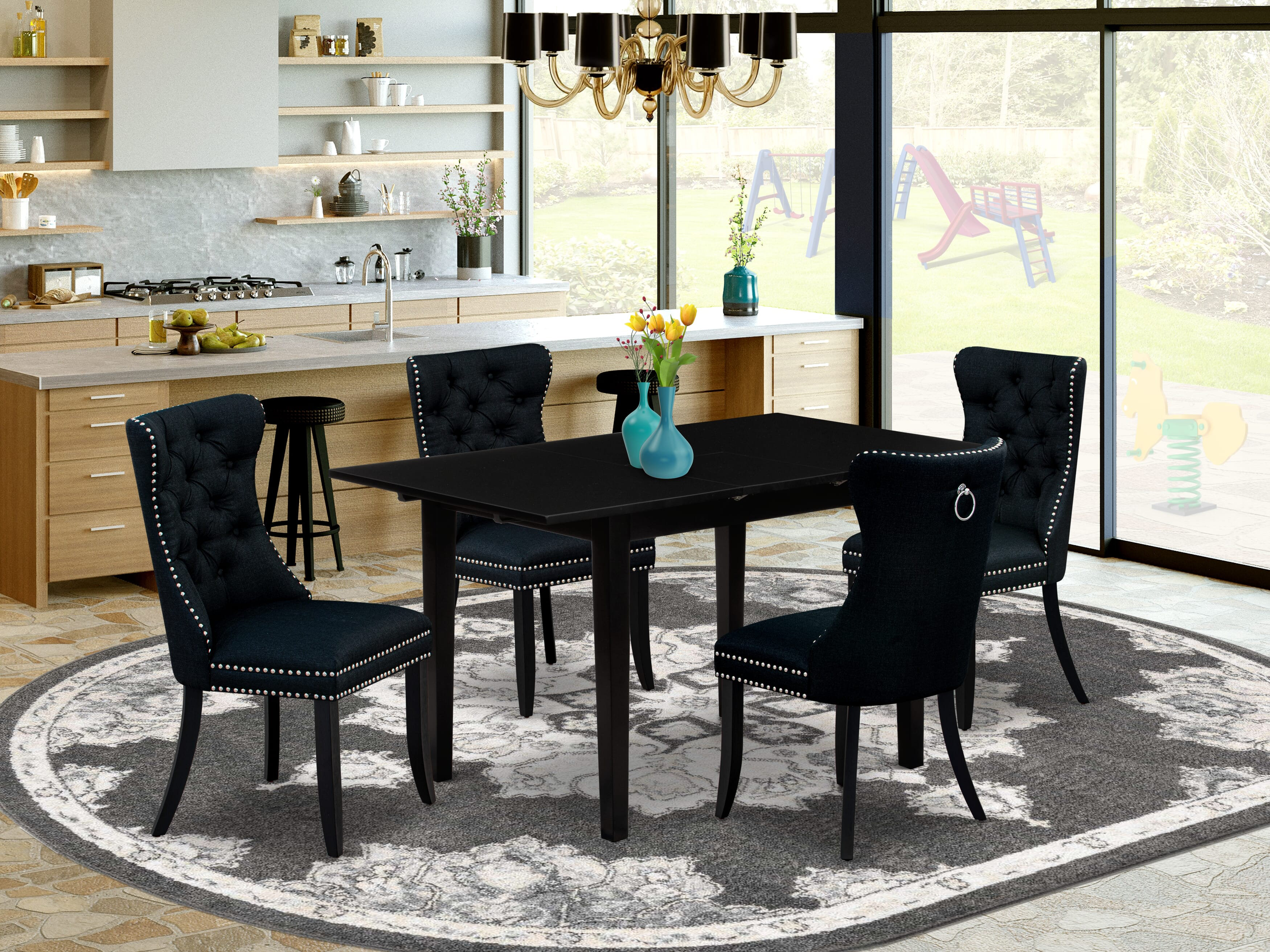 Red Barrel Studio 5 Pc Dining Table Set - Rectangle Table with ...