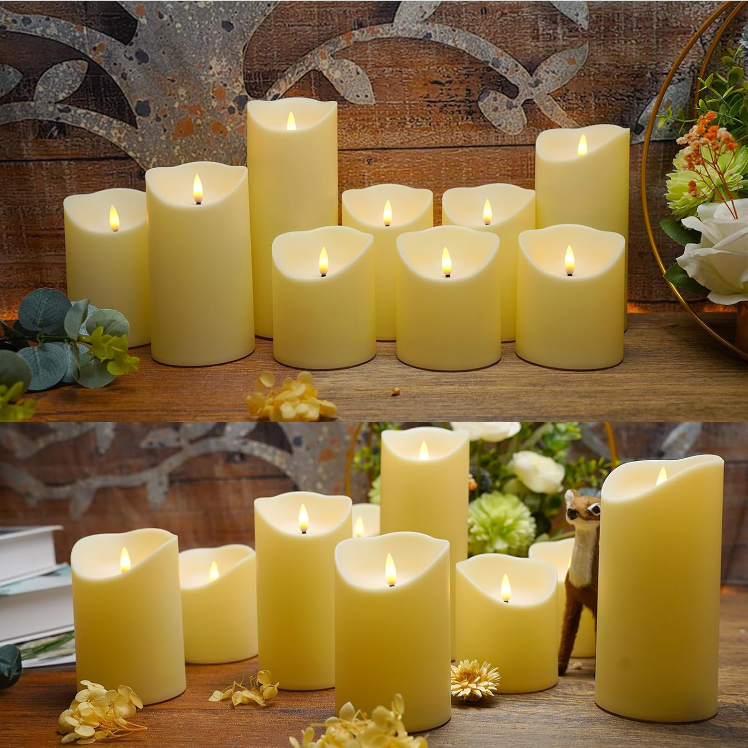 The Holiday Aisle® Set of 9 Flameless LED Candles with Remote, Battery ...