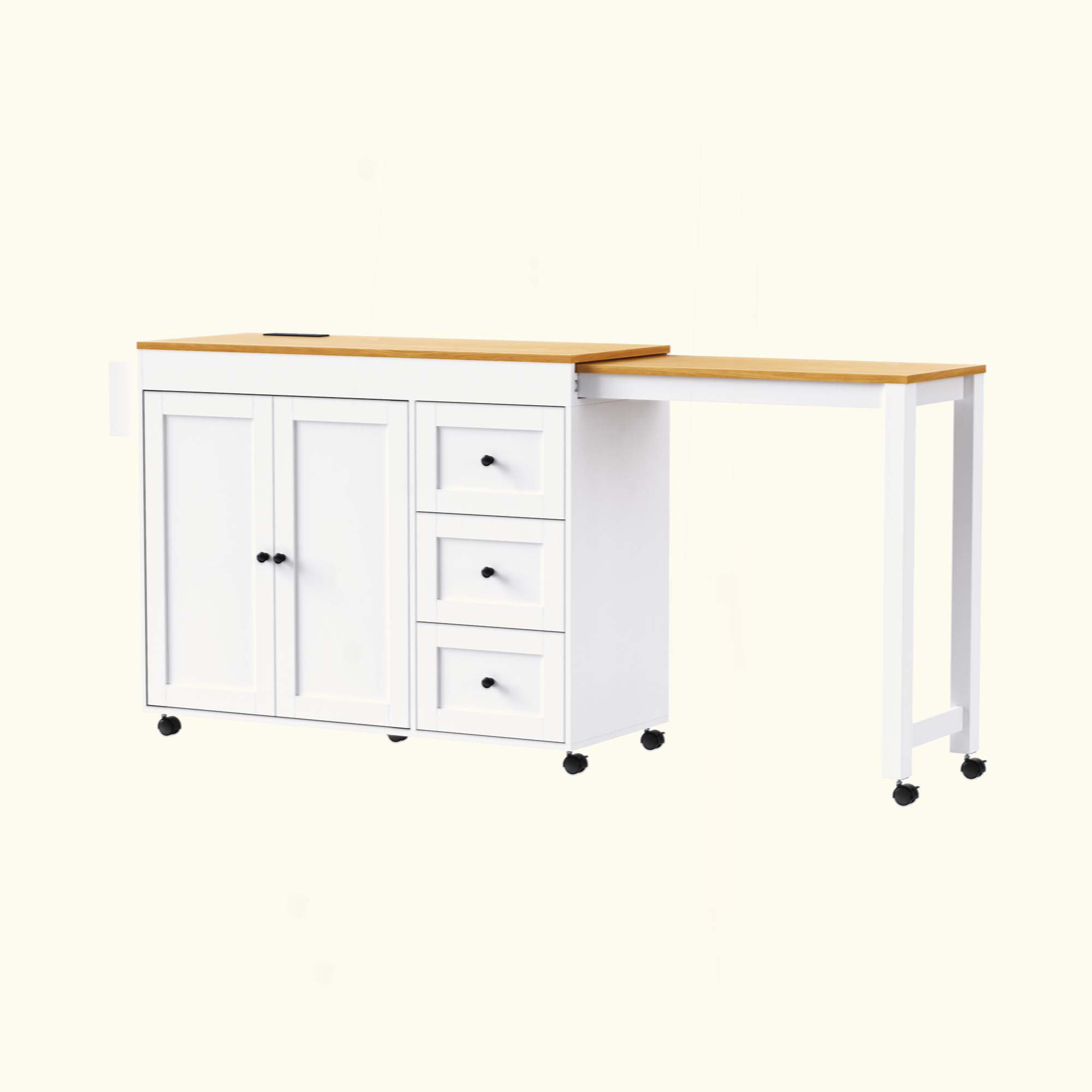 Latitude Run® Kitchen Island With Extendable Dining Table, Kitchen ...