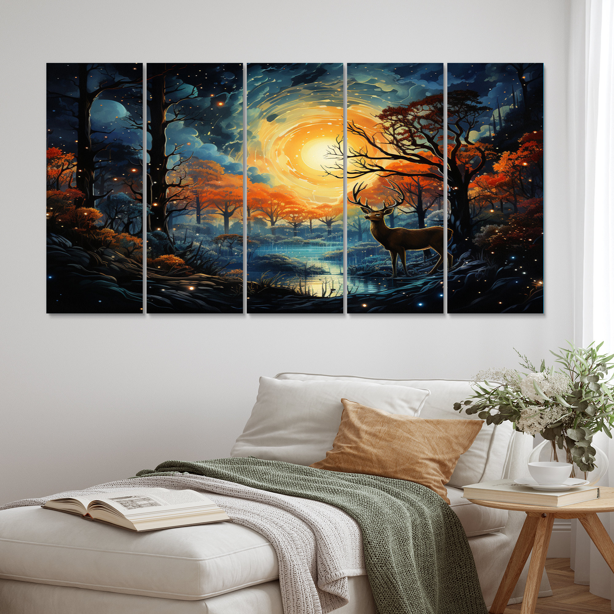 Millwood Pines Deer Celestial Symphony - Animals Metal Art Print Set ...